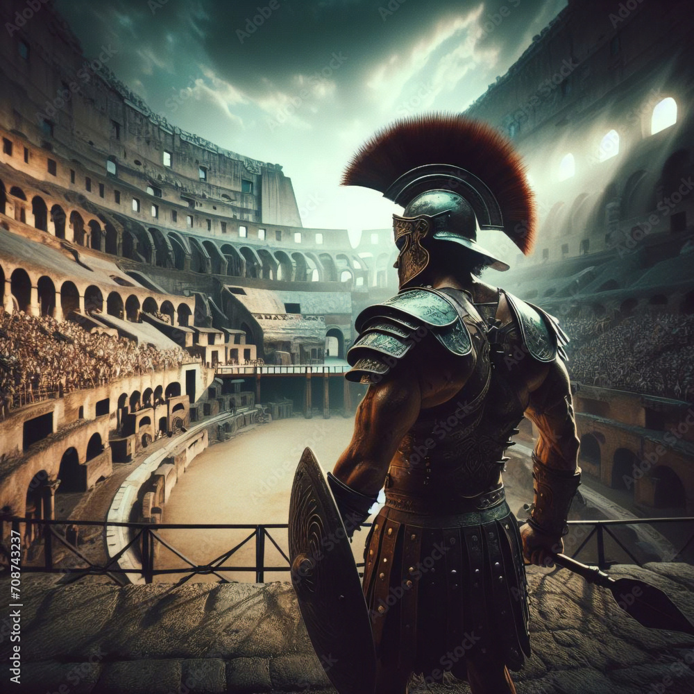Roman gladiator inside the coliseum, Gladiator inside battle arena ...