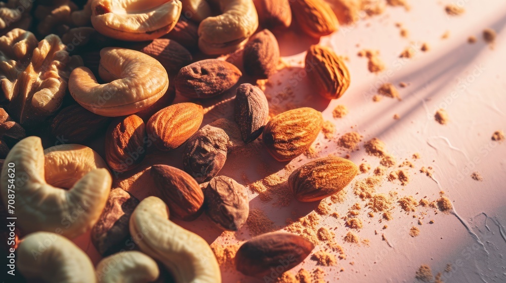 a pile of nuts sitting next to each other on top of a white surface ...