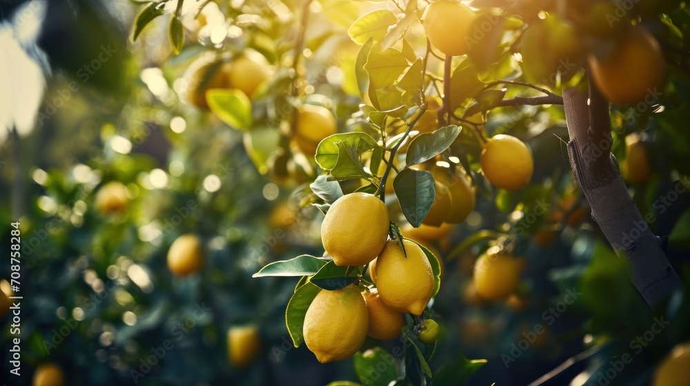 a bunch of lemons hanging from a tree with the sun shining through the ...