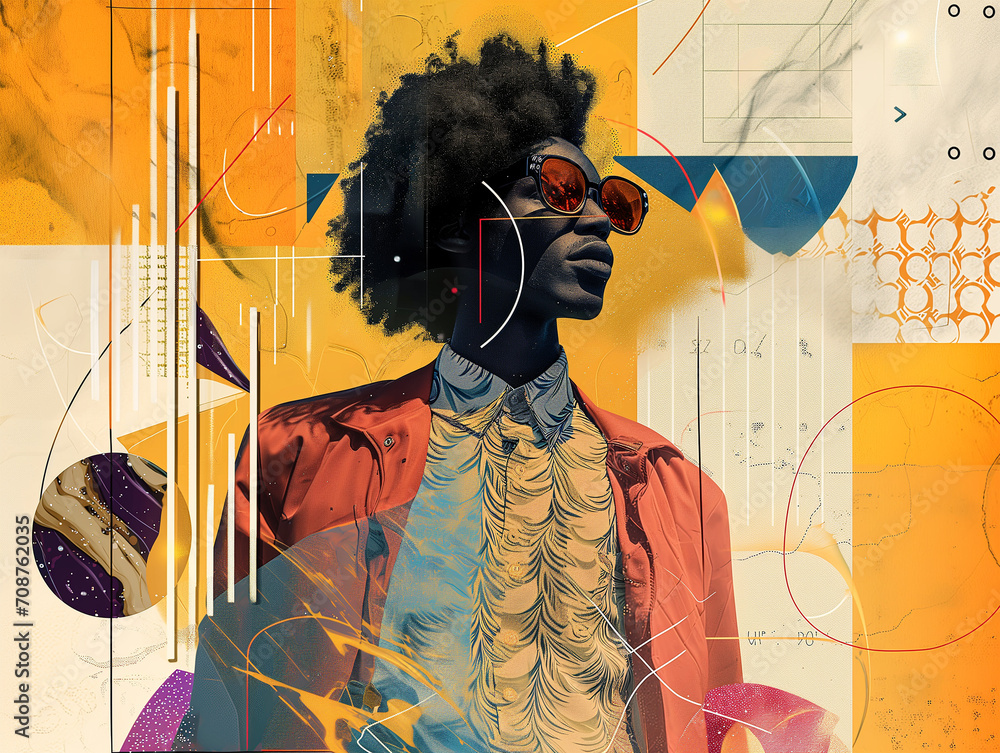 Modernist collage for Black History Month. Funky pop visual of stylish ...