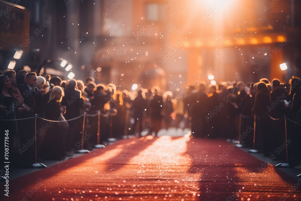 Glamorous movie premiere with blurred bokeh effect and celebrities ...