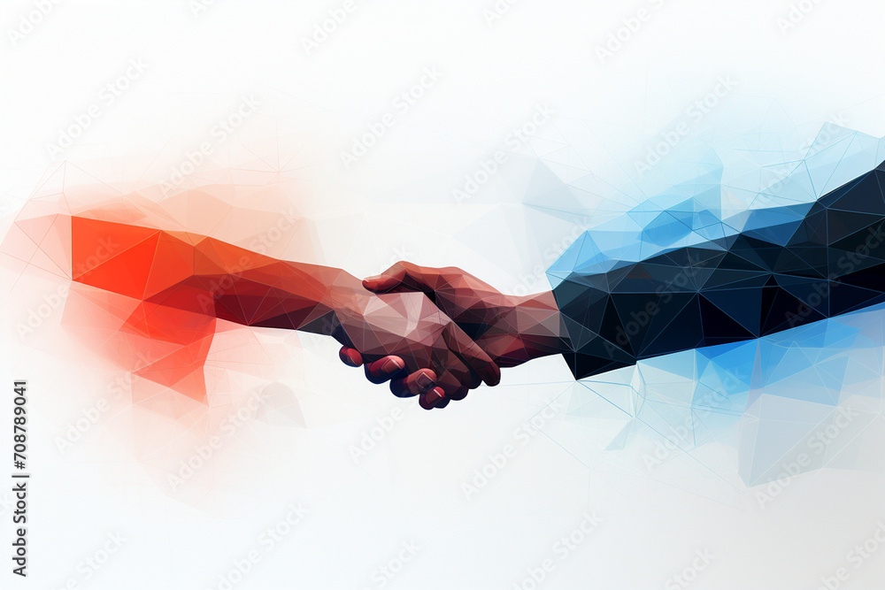 A stylized handshake with minimalistic lines and shapes, conveying the ...