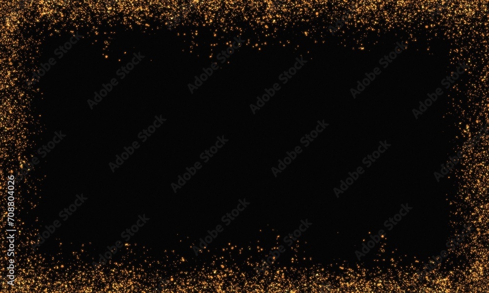 gold glitter rectangle luxury color frame border black background Stock ...