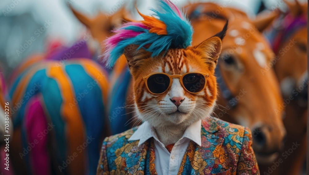 colorful hyper-realistic fantasy portraits of humanized animals Stock ...