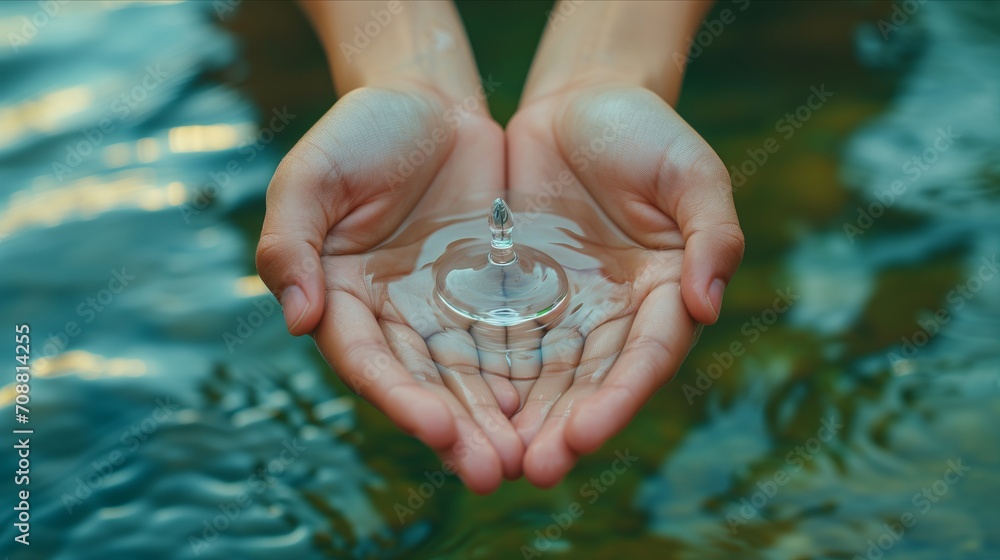Clean Water Drop: World Water Day Campaign Hands delicately holding a ...