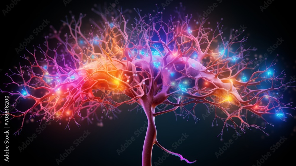 Radiant Neural Tree Structure with Glowing Nodes Visualizing Complex ...