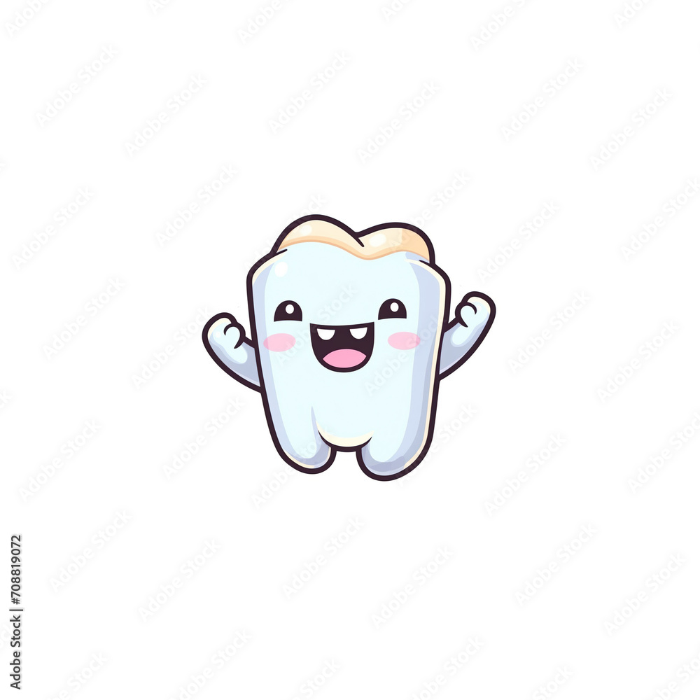 A cartoon tooth on a transparent background, cutest sticker ...