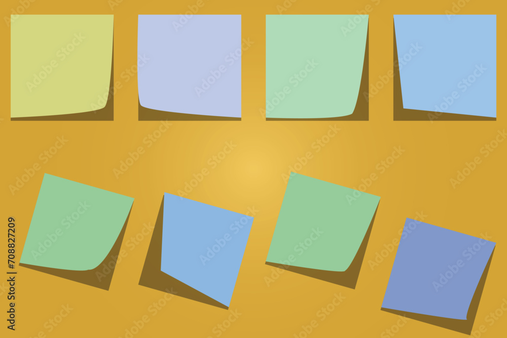 Multicolor post it notes isolated on transparent background. Colored ...