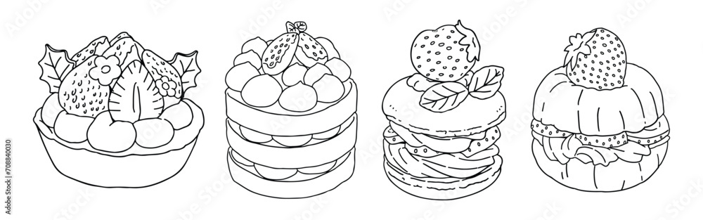 Dessert line art, Line art drawing dessert and sweet cake drawing ...