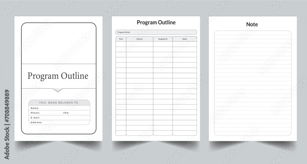 Editable Program Outline Planner Kdp Interior printable template Design ...