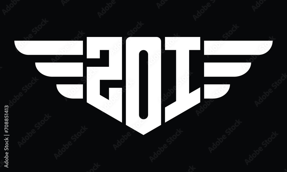 ZOI three letter logo, creative wings shape logo design vector template ...