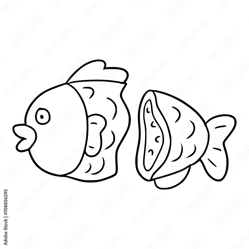 Bungeo Ppang ot taiyaki illustration hand drawn sketch outline vector ...