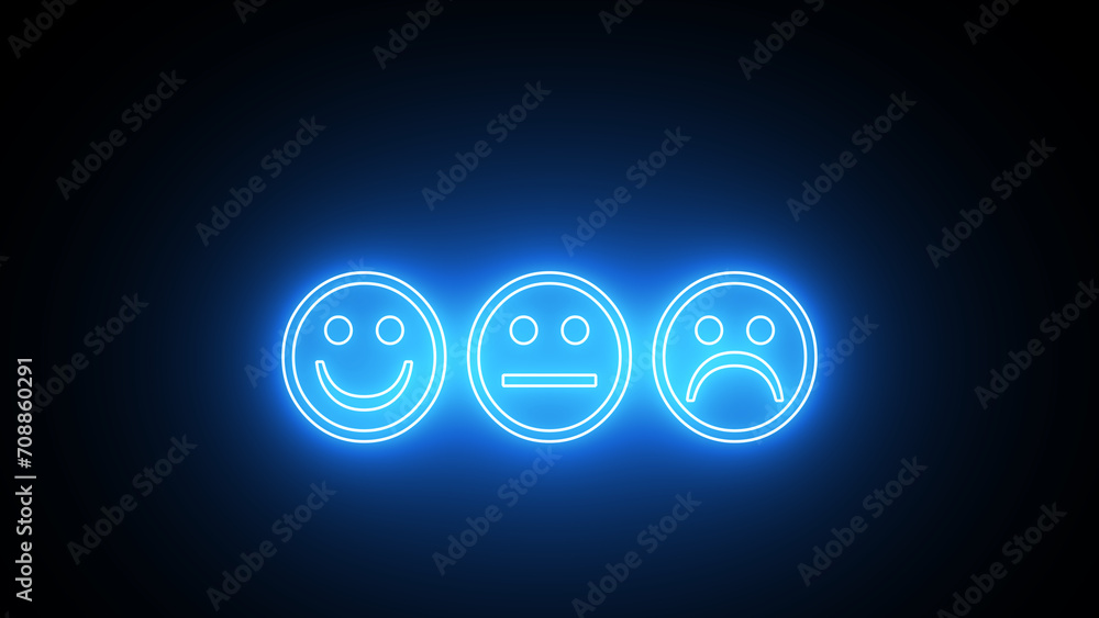 Neon Glowing Emoticons icons set. neon Emoji faces collection. Emojis ...
