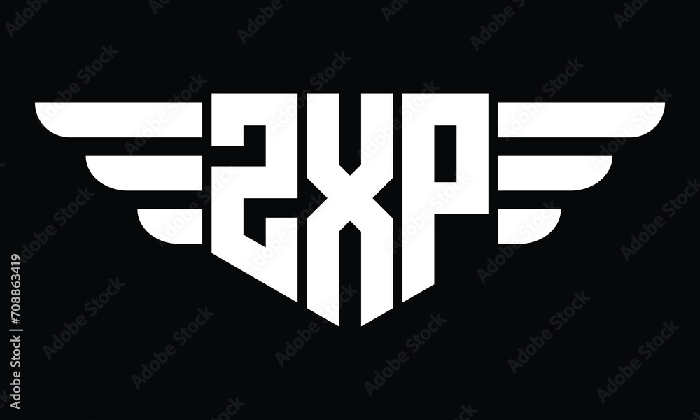 ZXP three letter logo, creative wings shape logo design vector template ...