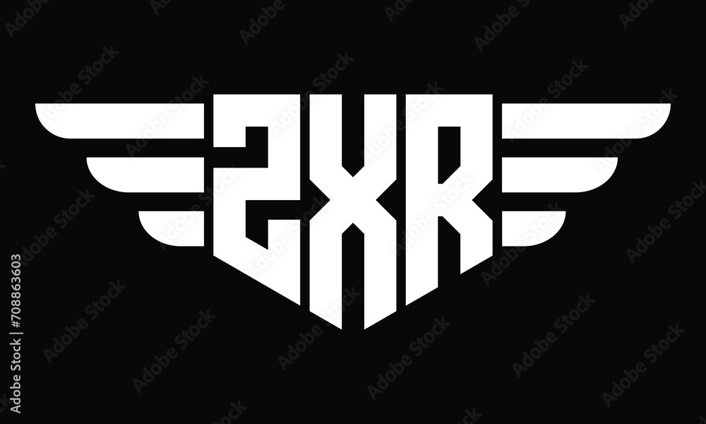 ZXR three letter logo, creative wings shape logo design vector template ...