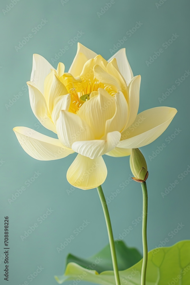 Yellow lotus flower soft elegant vertical background, card template ...
