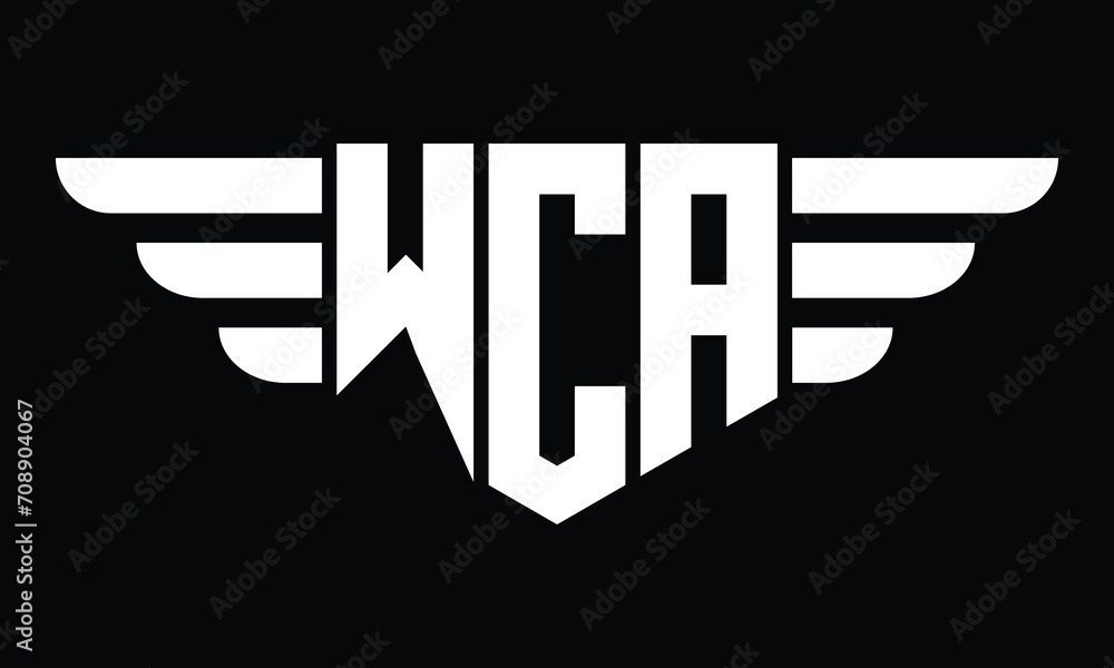 Vecteur Stock WCA three letter logo, creative wings shape logo design ...