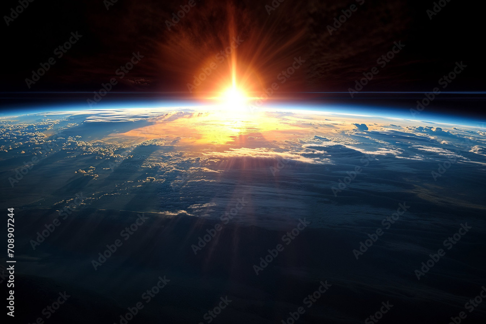 Sunrise from space showcasing Earth's atmosphere, perfect for ...