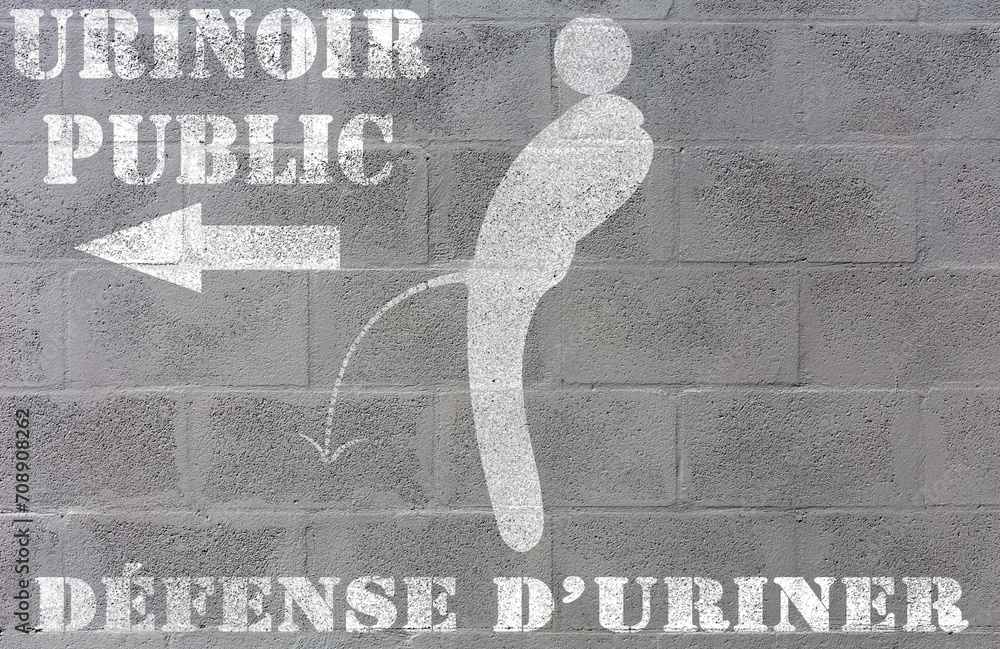 Défense d’uriner, marquage sur mur de parpaings Stock Illustration ...