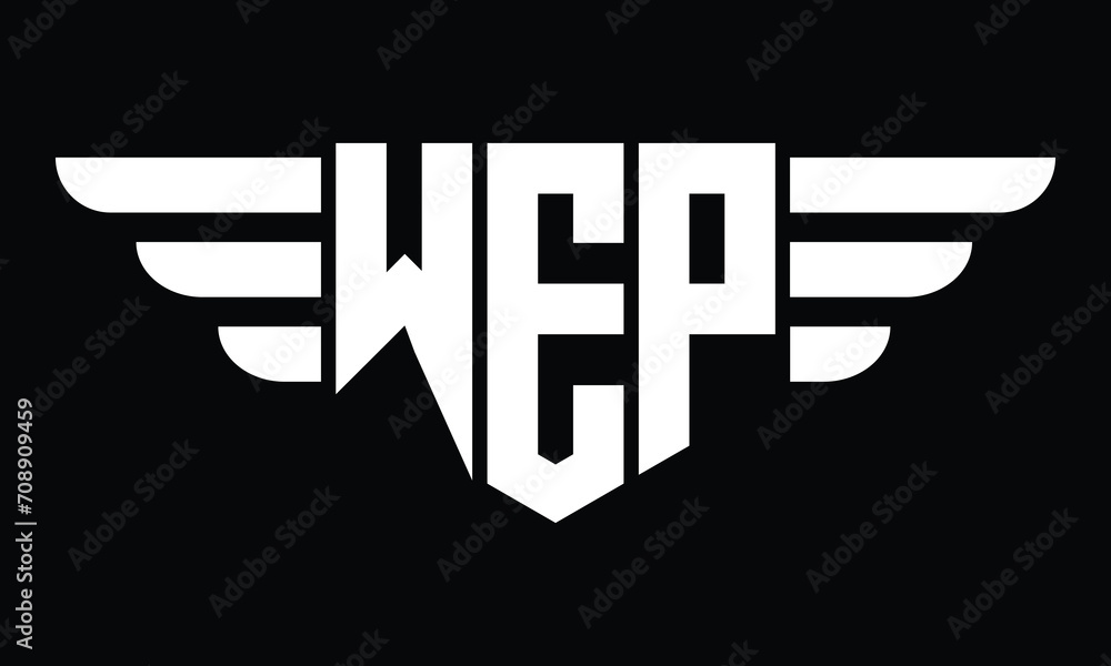 Vecteur Stock WEP three letter logo, creative wings shape logo design ...