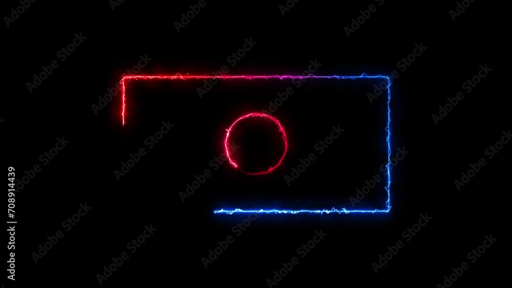 neon glowing frame background. Laser saber border animation repeated ...