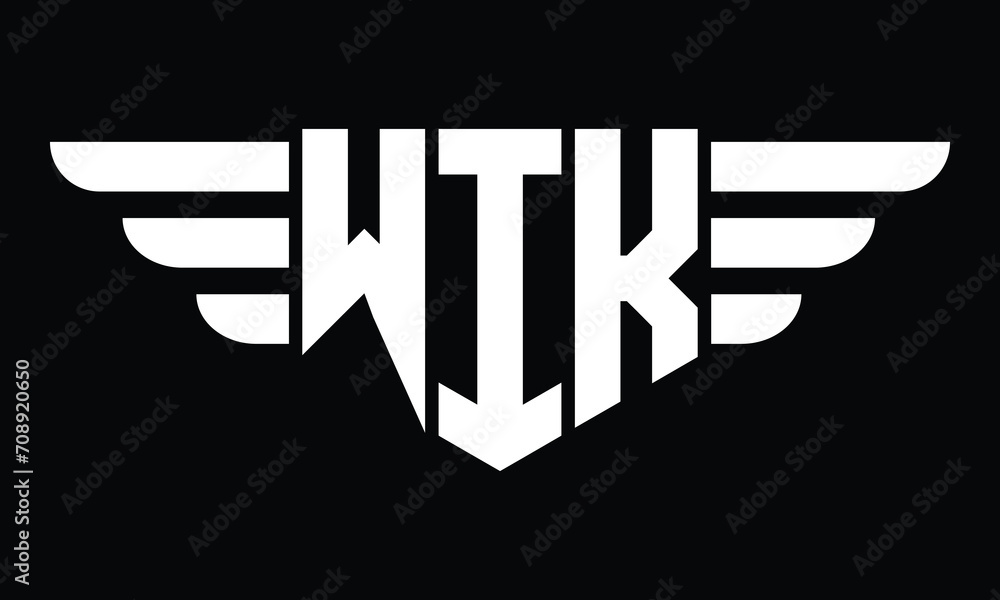 WIK three letter logo, creative wings shape logo design vector template ...