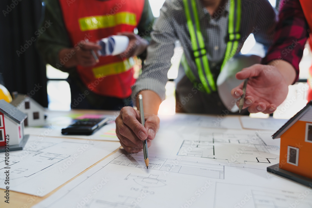 Civil engineering team Creative architects meeting to build a village ...