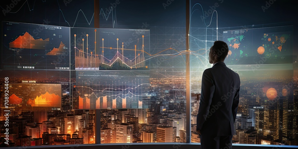 Business intelligence, data analytics and visualization concept ...