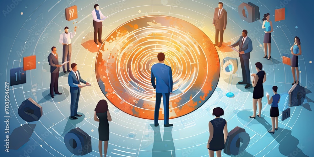 Digital marketing, target, customer network concept. Marketing ...