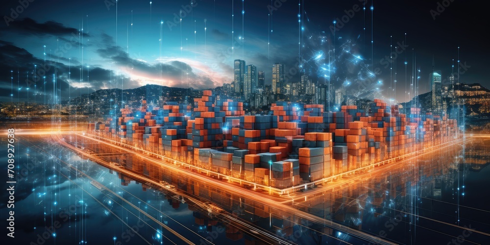 Transportation and logistics network distribution technology concept ...