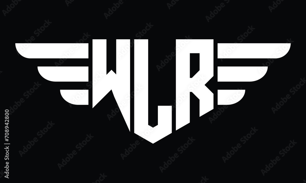 WLR three letter logo, creative wings shape logo design vector template ...