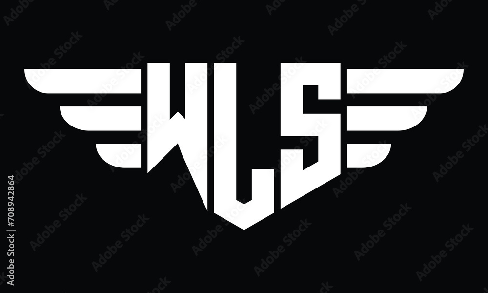 WLS three letter logo, creative wings shape logo design vector template ...