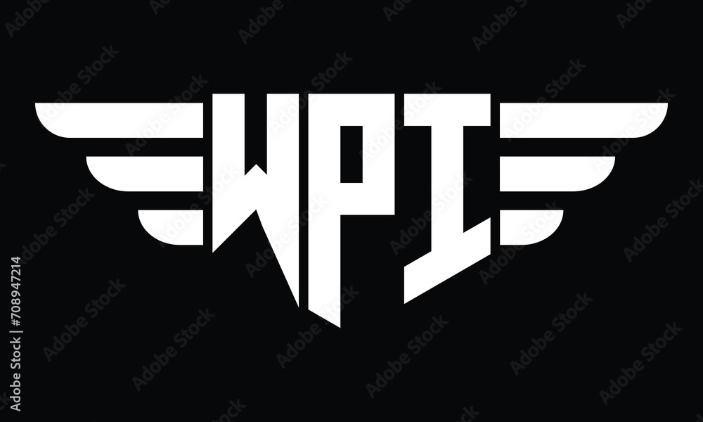 Vecteur Stock WPI three letter logo, creative wings shape logo design ...
