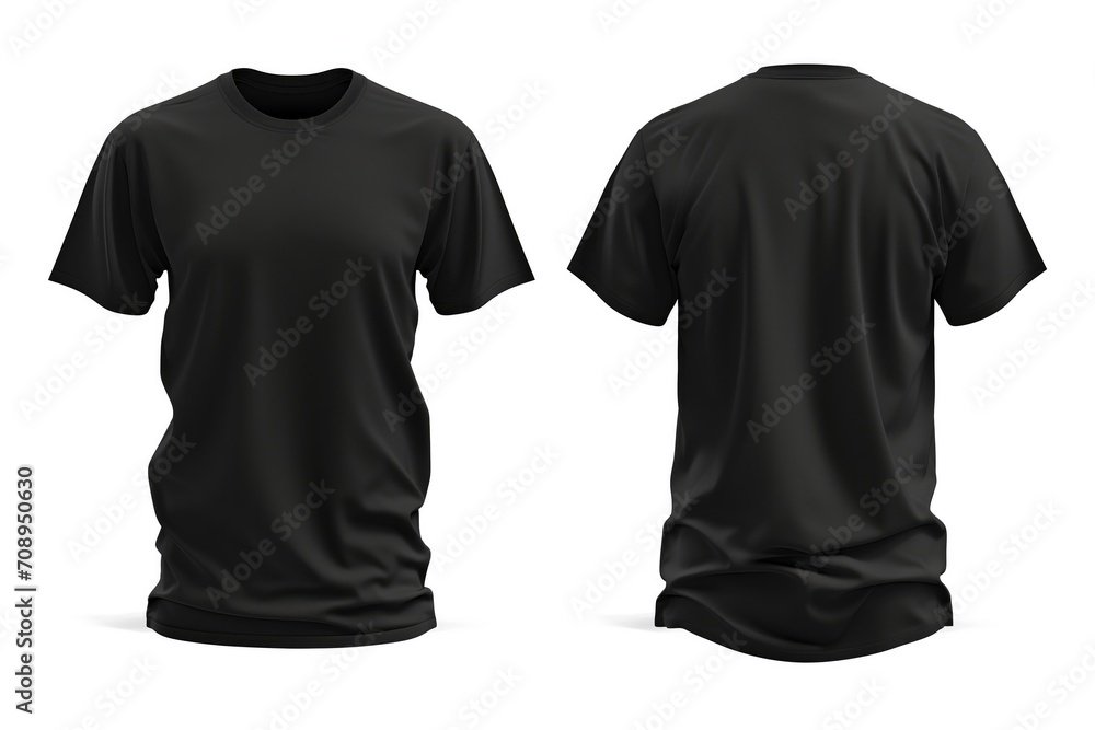 Plain Black Tshirt Template For Design Purposes, Featuring Both Front ...
