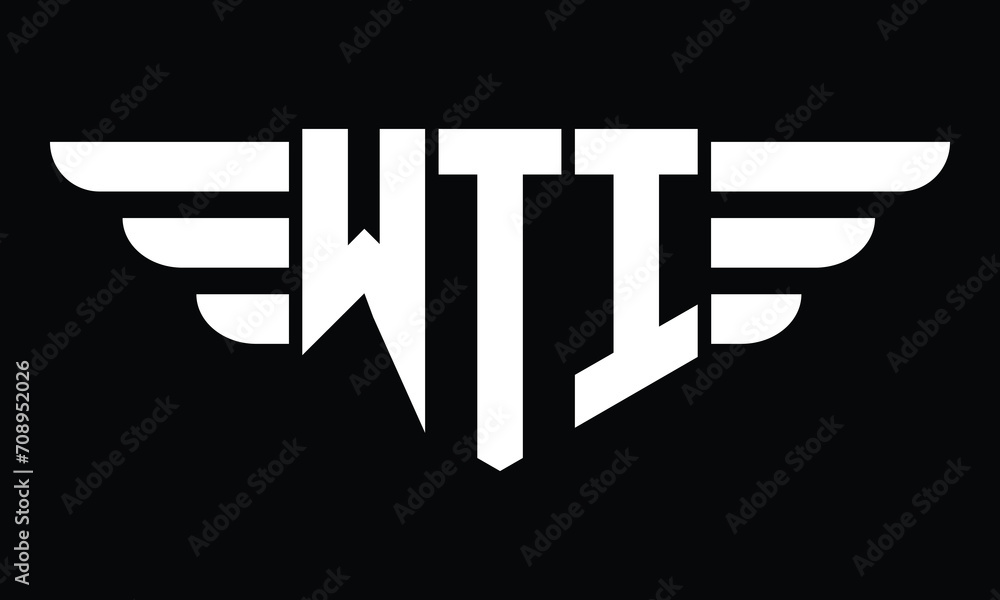 WTI three letter logo, creative wings shape logo design vector template ...