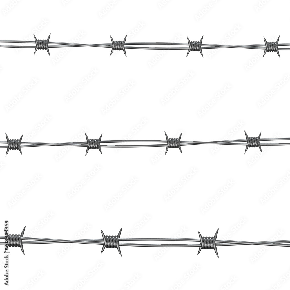 High-Resolution 3D Rendered Barb Wire Elements in 8K: Metallic Steel ...