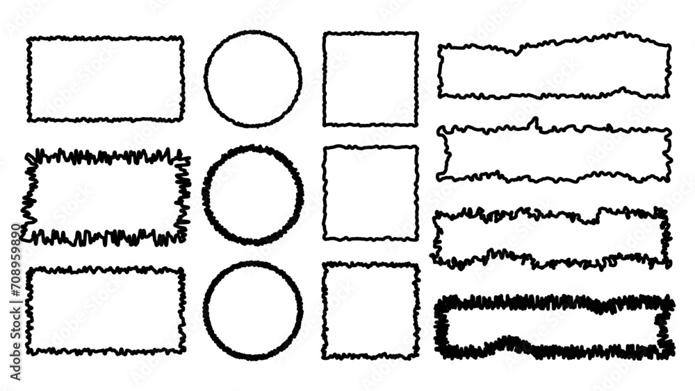 Rectangle grunge frame with rough torn edge. Jagged shape label border ...