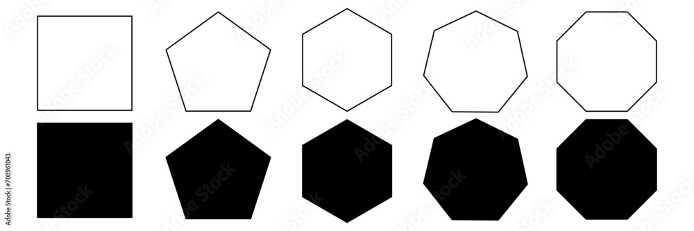 quadrangle, pentagon, hexagon, octagon icon. vector geometry pentagonal, hexagonal, octagonal ...