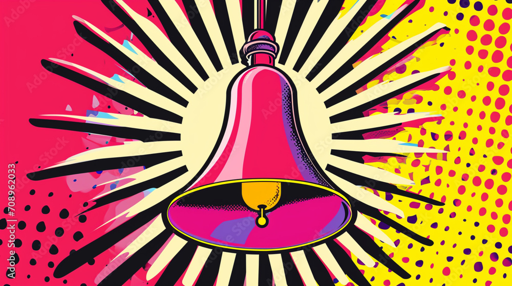 Wow pop art Bell. Vector colorful background in pop art retro comic ...