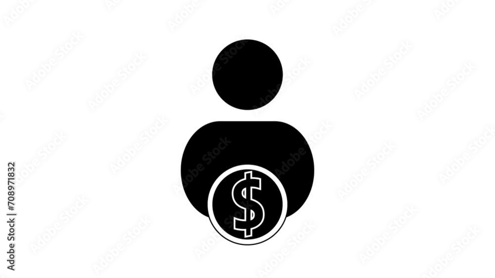 people icon with dollar sign. Teamwork, money, earn, job, coin, finance ...