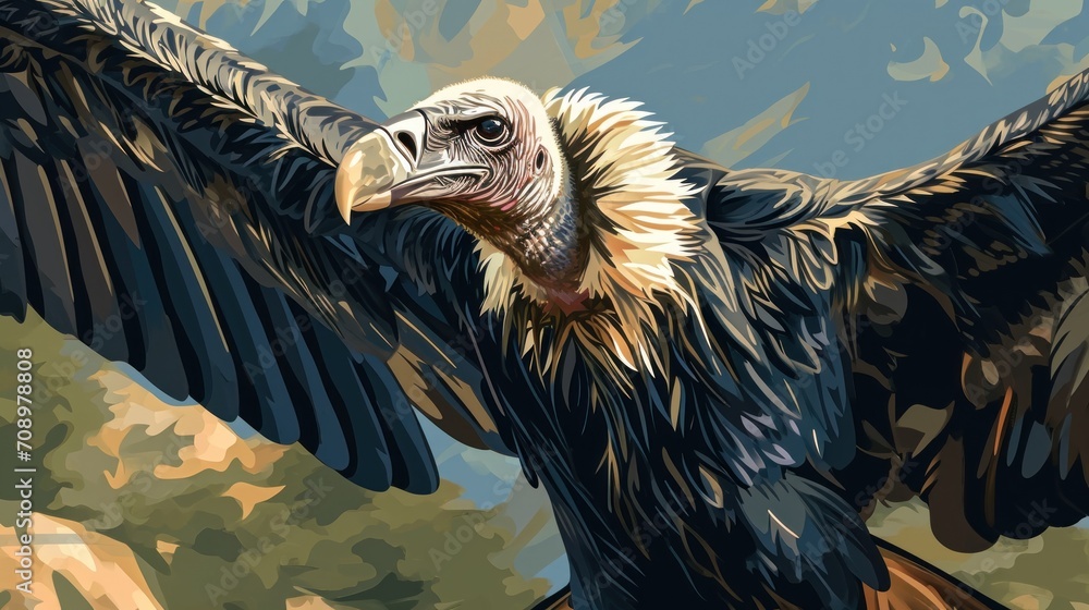 a close up of a bird of prey with its wings spread and it's head turned ...