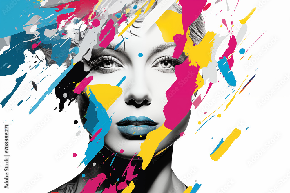 Abstract masterpiece of a woman's face emerged, brought to vivid life ...