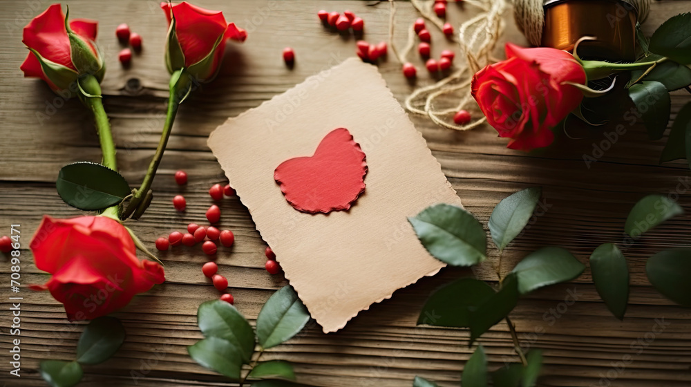 Small card with heart and roses - A romantic and delicate design ...