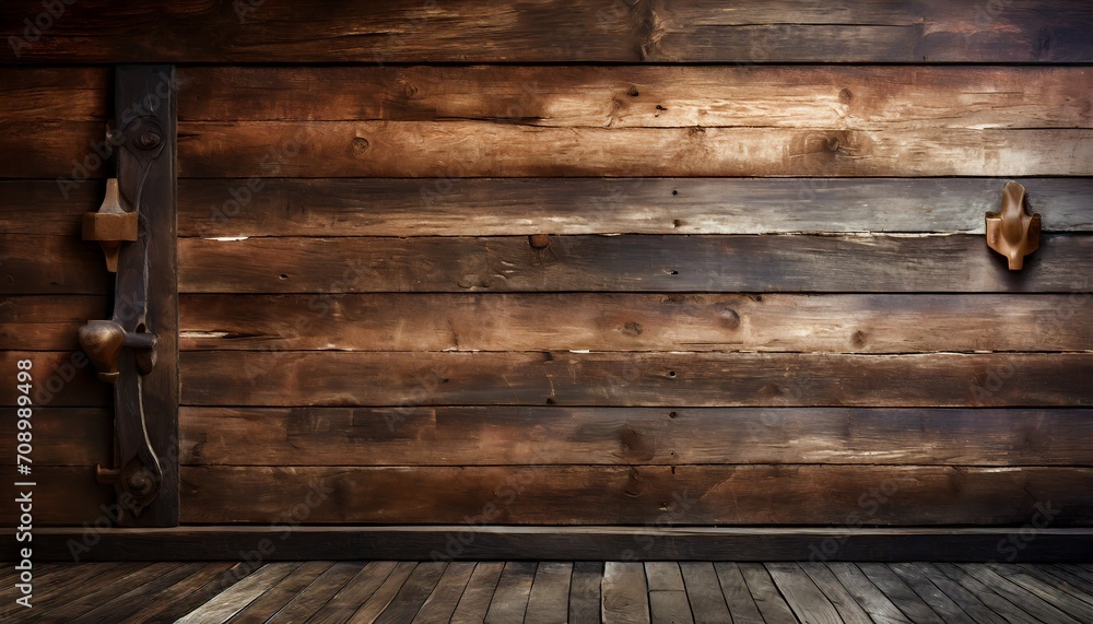 old brown wooden boards in a textured horizontal fence wall of a rustic ...