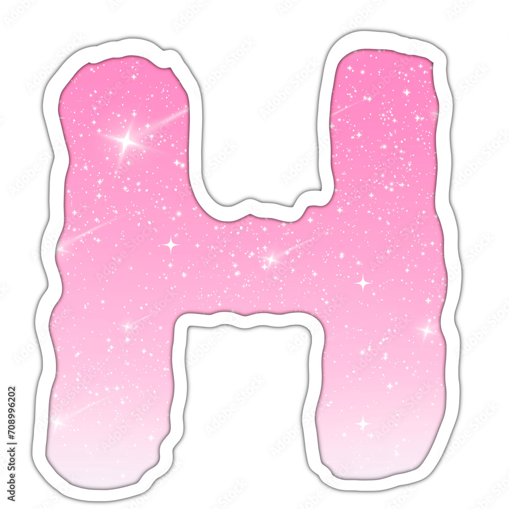 Letter H - Alphabet pink glitter on transparent background for ...