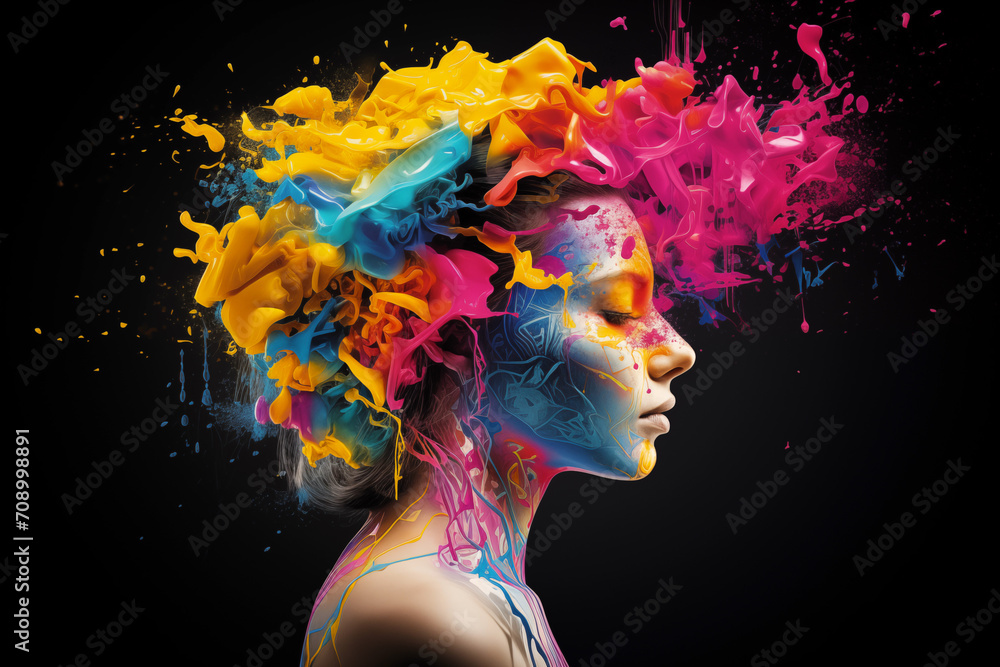 Abstract masterpiece of a woman's face emerged, brought to vivid life ...