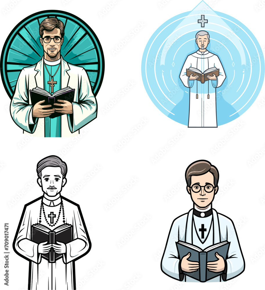 Hospital Chaplain Services Chaplain and Prayer Book .simple isolated ...