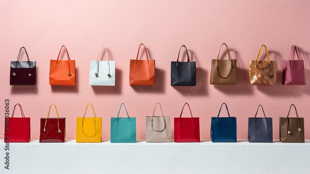 Comprehensive scene illustrating shopping bags creatively placed in the ...