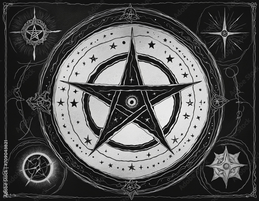 Ilustração do Stock: Hand drawn Witchcraft magic circle collection ...
