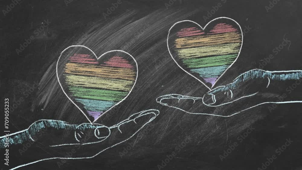 Vidéo Stock Two male hands with rainbow hearts. LGBT, LGBTQIA rights ...